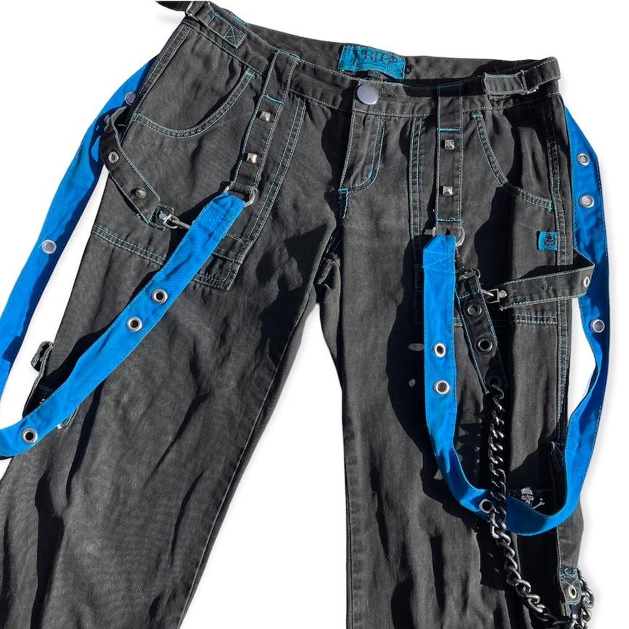 vintage 2000’s blue Tripp NYC pants with straps and... - Depop