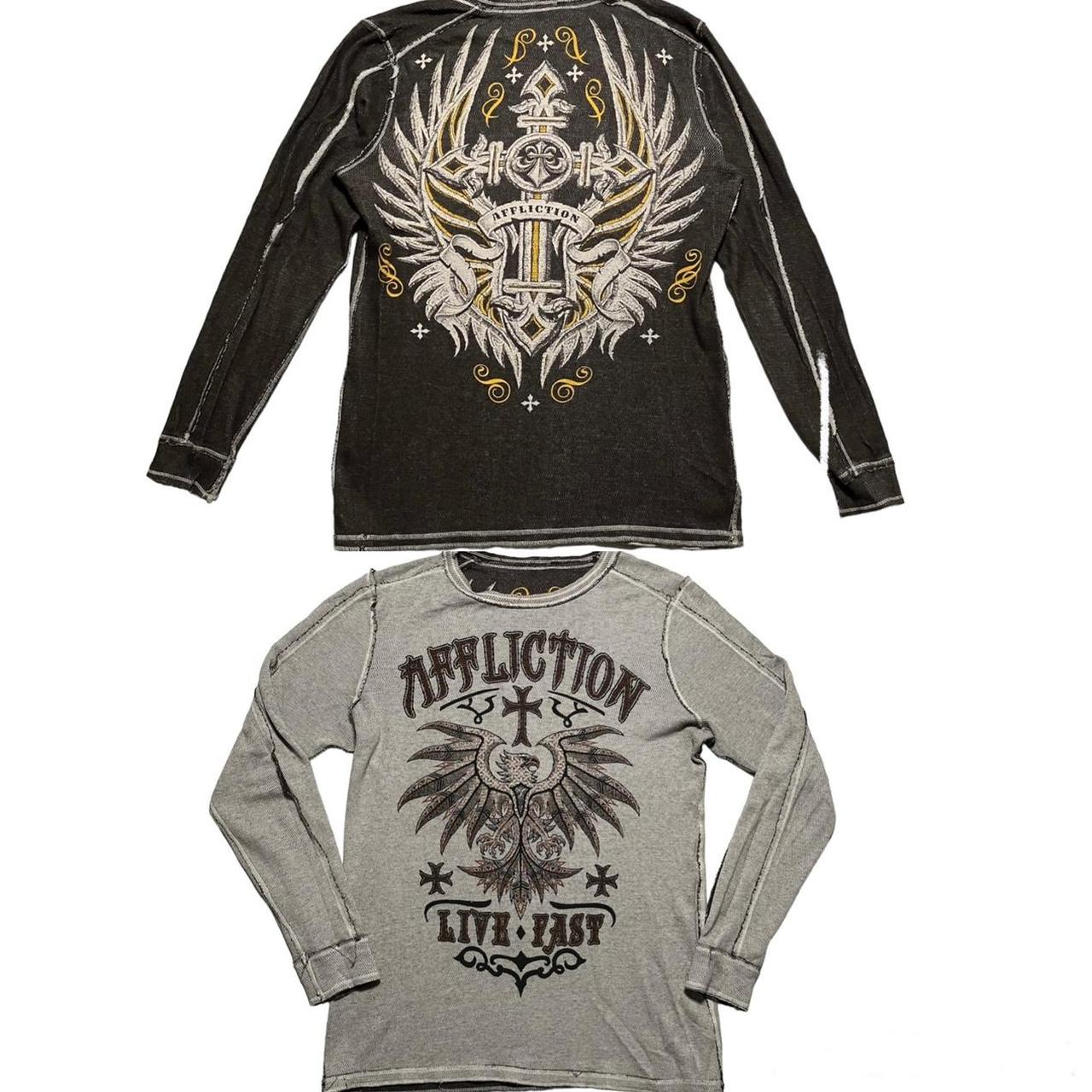 REVERSIBLE Affliction thermal long sleeve shirt! two... - Depop