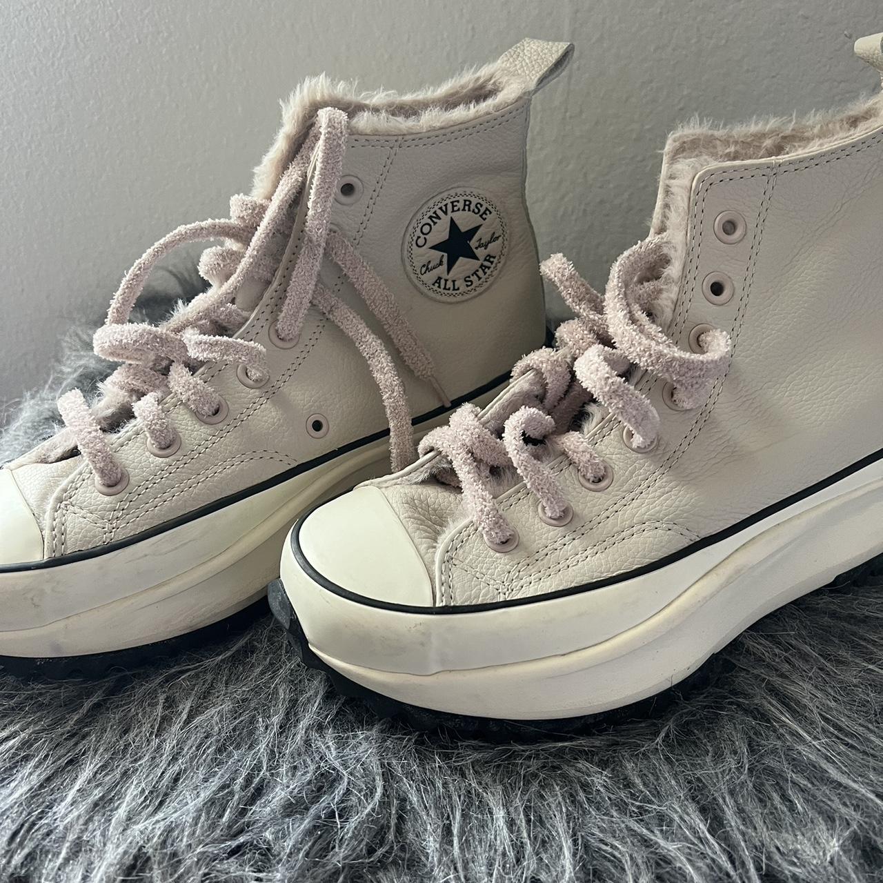 Platform Converse with fur lining on inside - Depop
