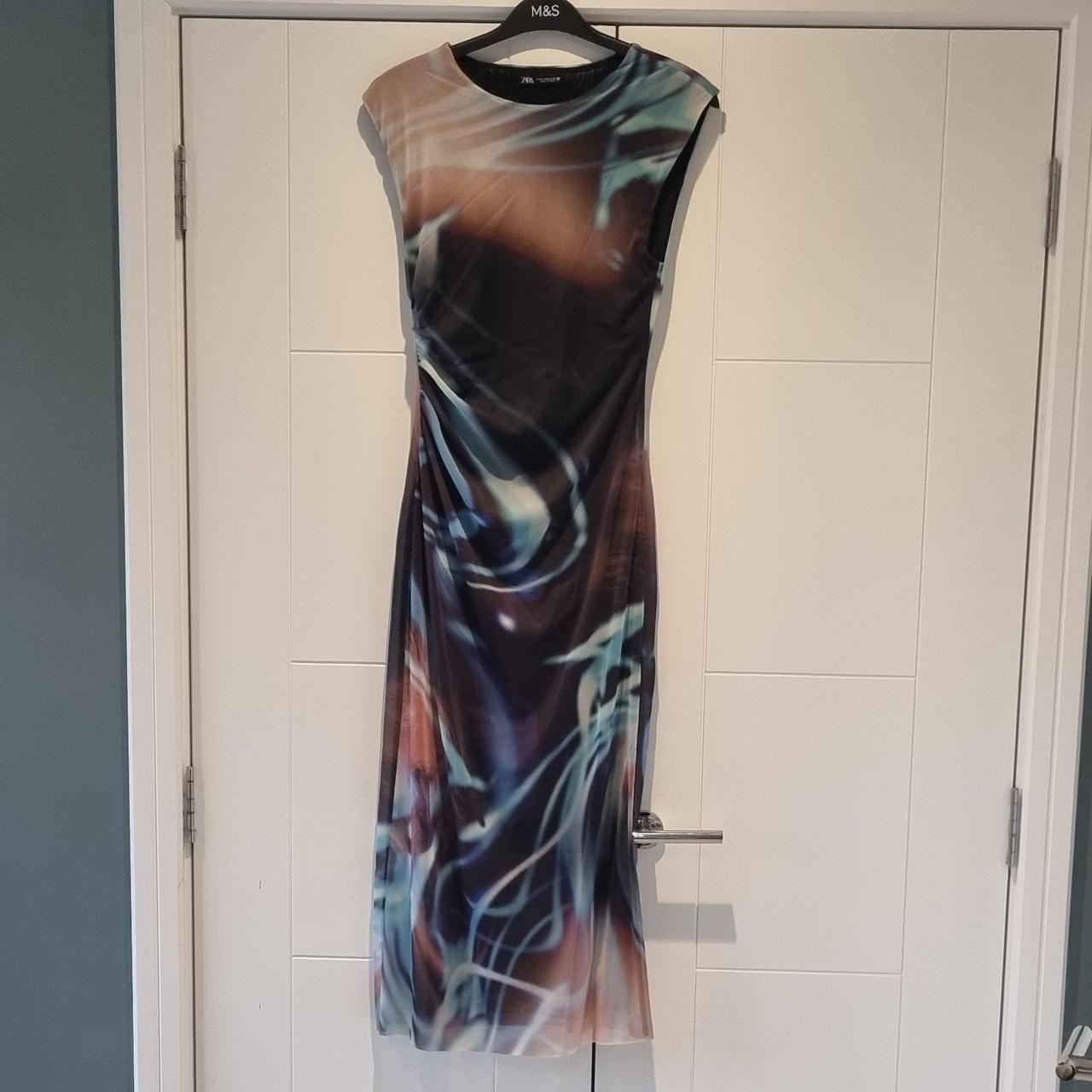 Zara mesh bodycon midi dress with internal lining.... - Depop