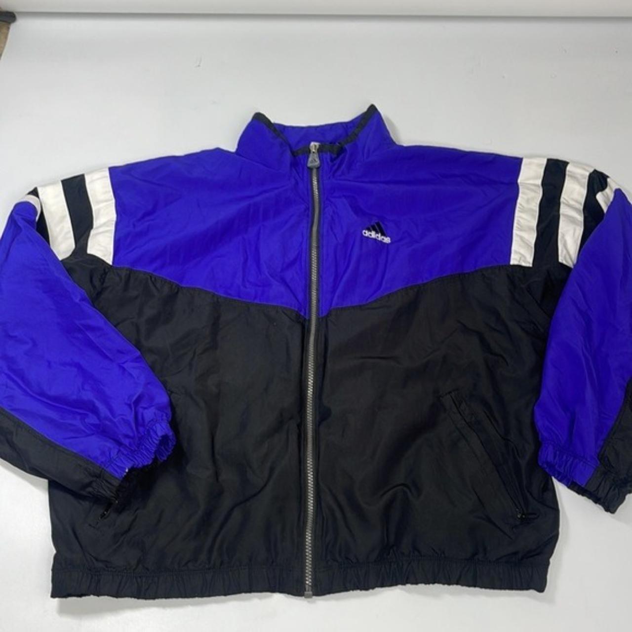 Adidas VINTAGE Black & Blue Full Zip Track Jacket... - Depop
