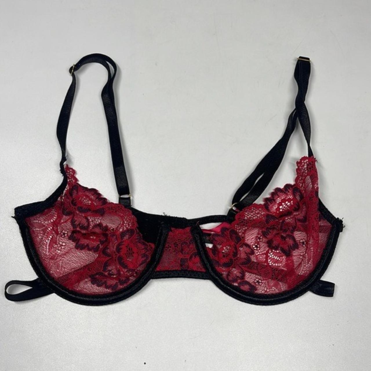 Seven 'Til Midnight Women's Black & Red Sheer Lace... - Depop Seven 'Til Midnight Women's Black & Red Sheer Lace... - Depop