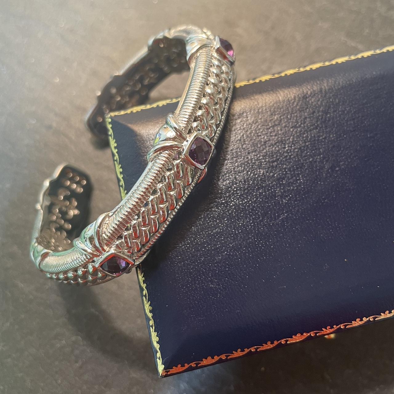 Judith Ripka cuff bracelet. Beautiful amethyst... - Depop