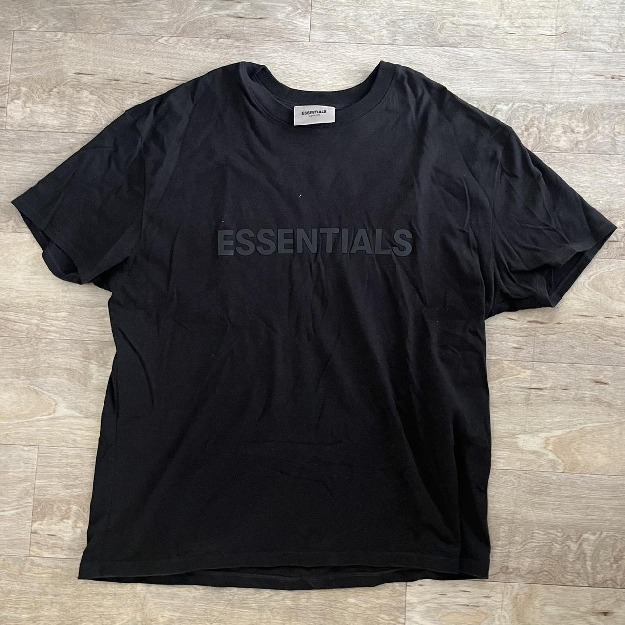 black essentials fear of god fog tee size S men’s... - Depop