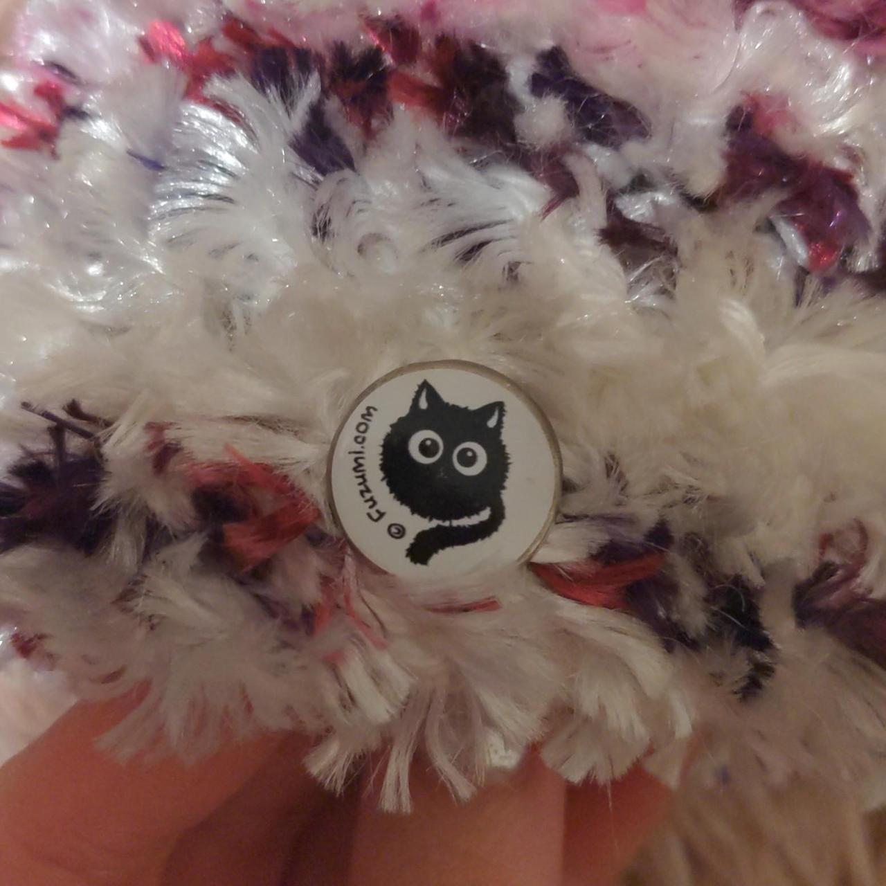 Purple and white furry fox beanie hat from... - Depop