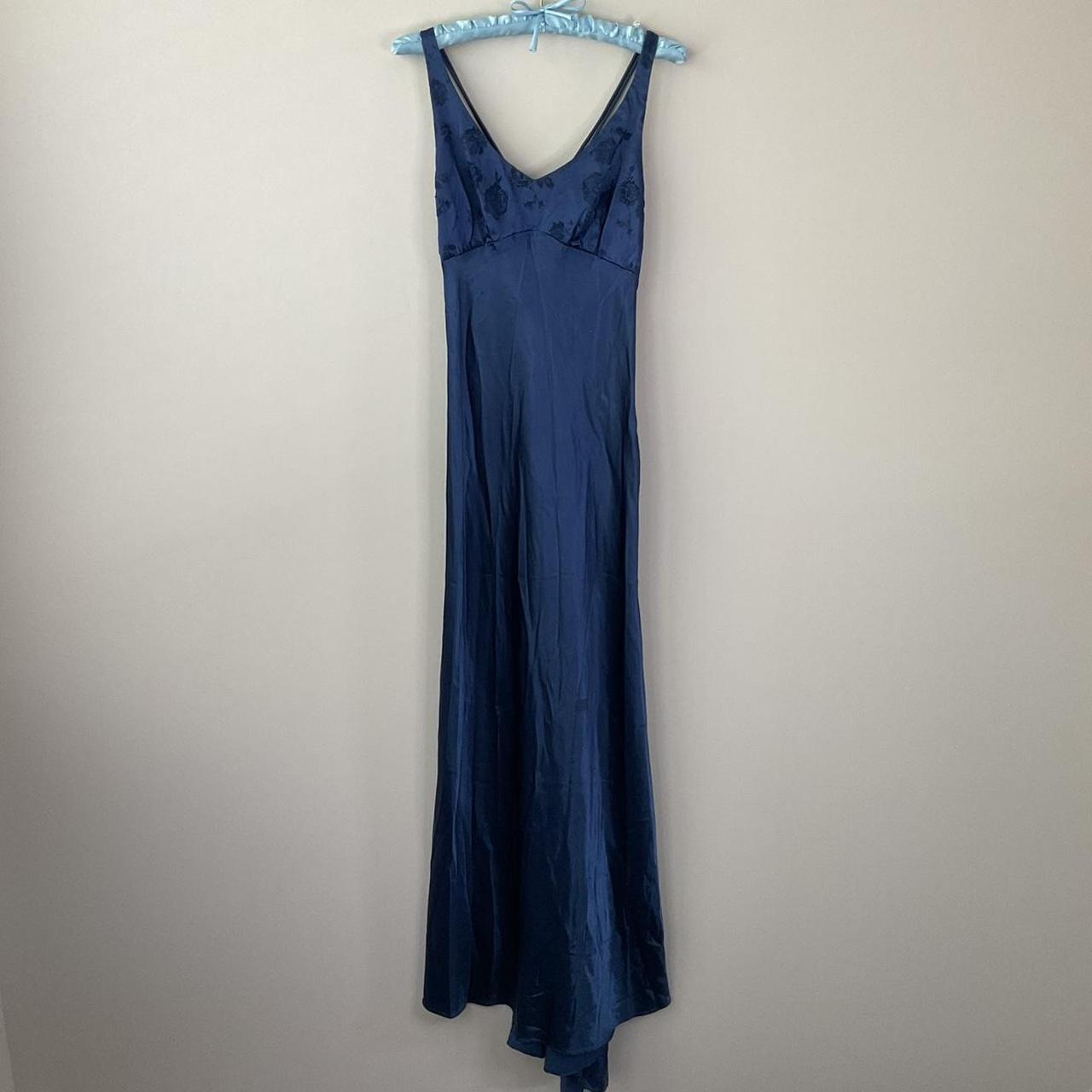 Gorgeous vintage 2000s royal blue satin embossed... - Depop