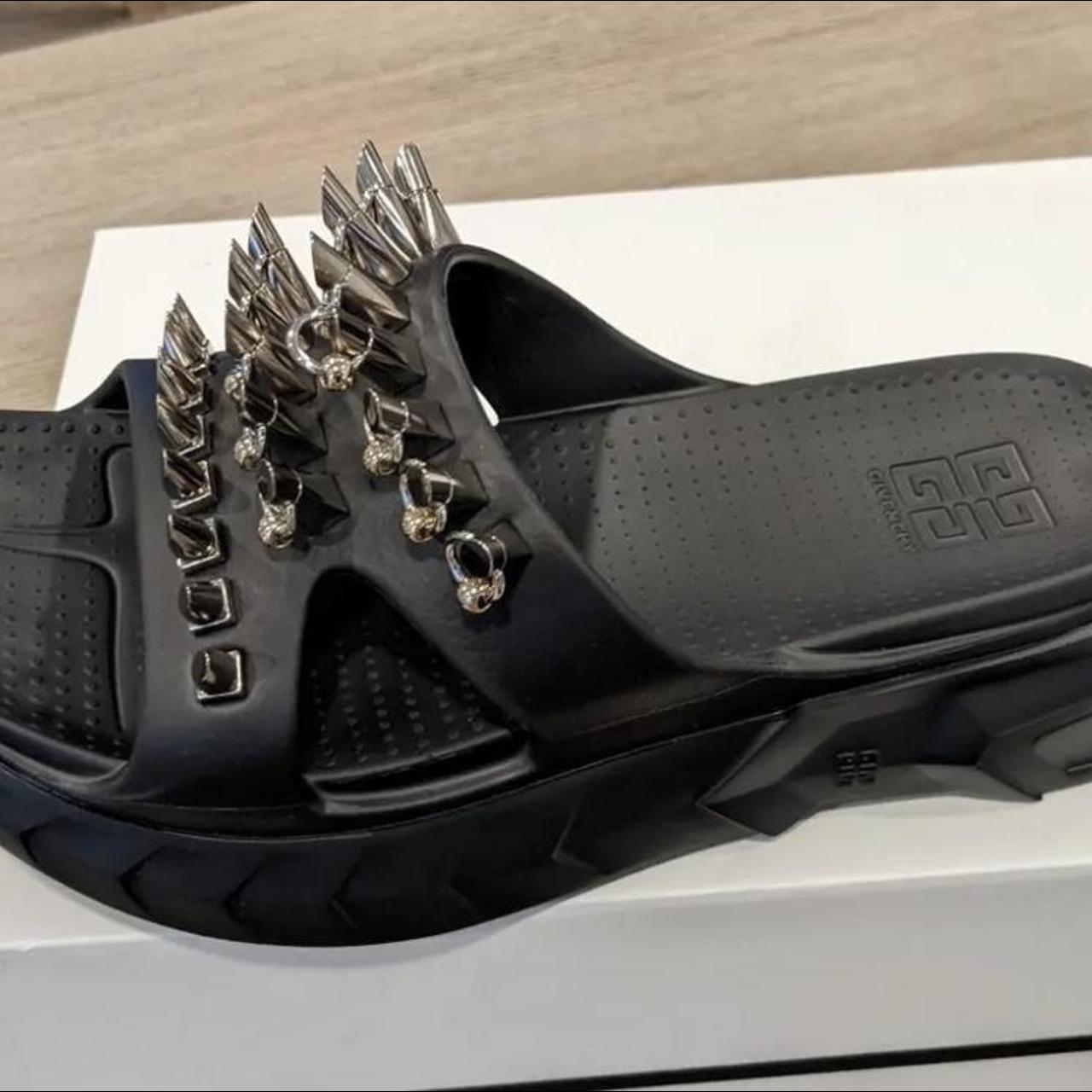 Givenchy Marshmallow Studded Slides Featuring a... - Depop