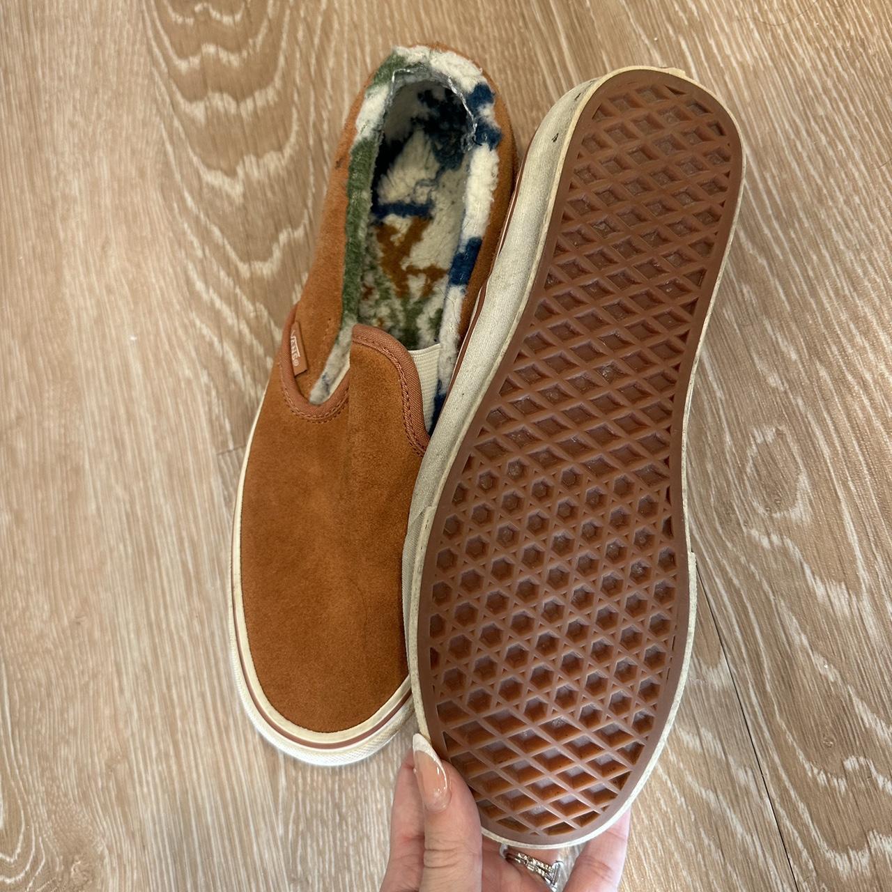 Tan Suede fuzzy vans - Depop