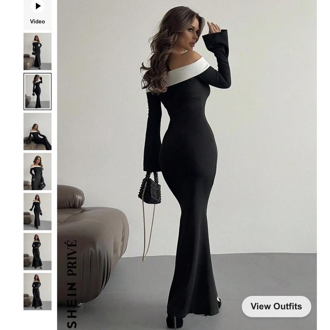 Shein Contrast black and white dress Off the... - Depop