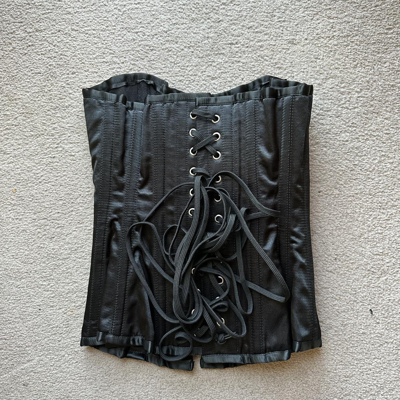 Steel boned zip corset 24”. Modesty panel and... - Depop