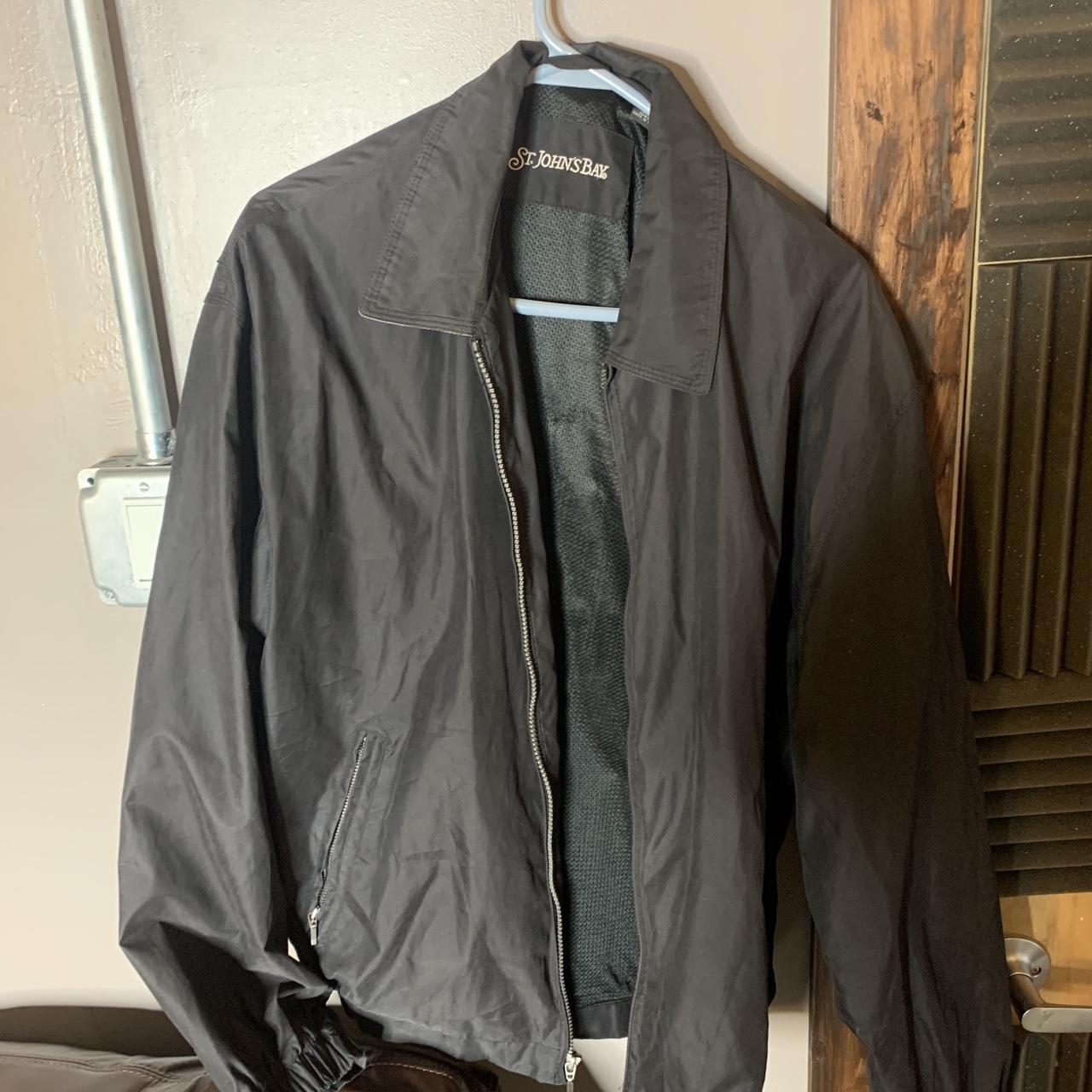 St. John's Bay Men's Black and Cream Jacket | Depop