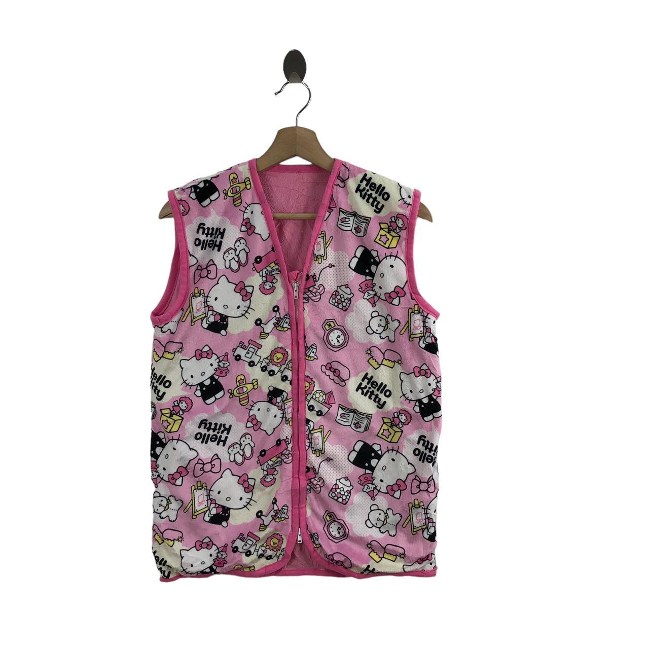 Hello Kitty Fleece Vest Sleeveless Sherpa Big Logo... - Depop