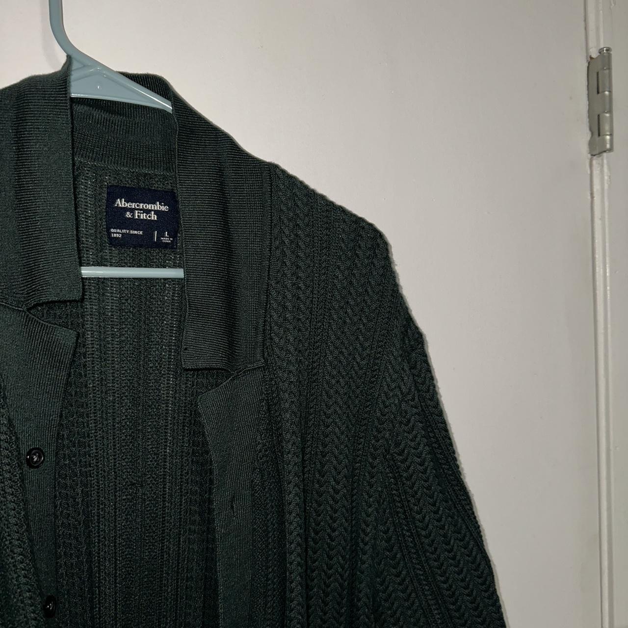 abercrombie & fitch crochet button up green ⛓️... - Depop