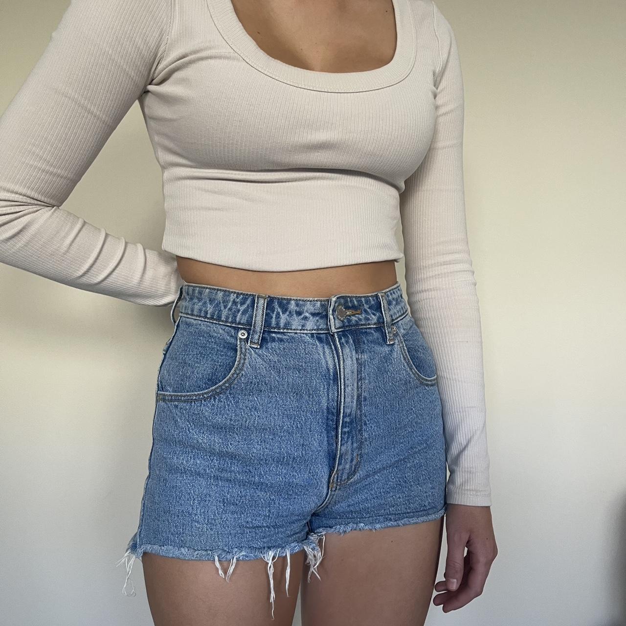 Rollas denim shorts - dusters high rise slim Size 8 - Depop