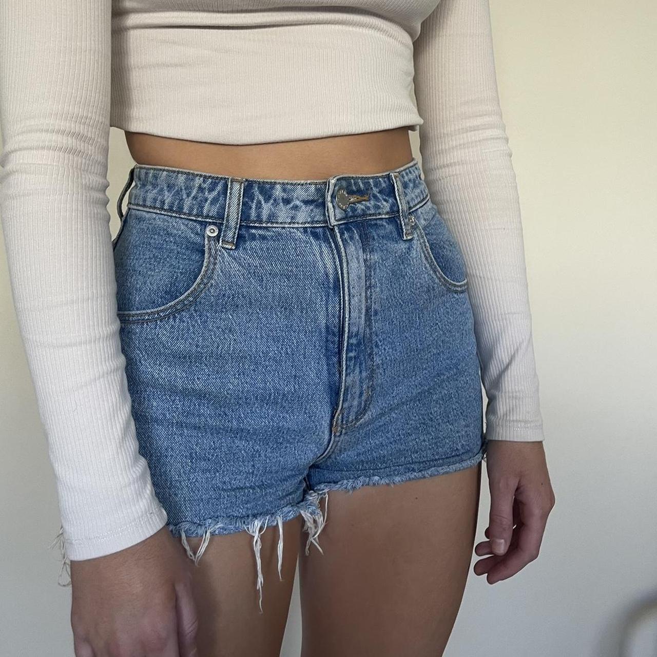 Rollas denim shorts - dusters high rise slim Size 8 - Depop