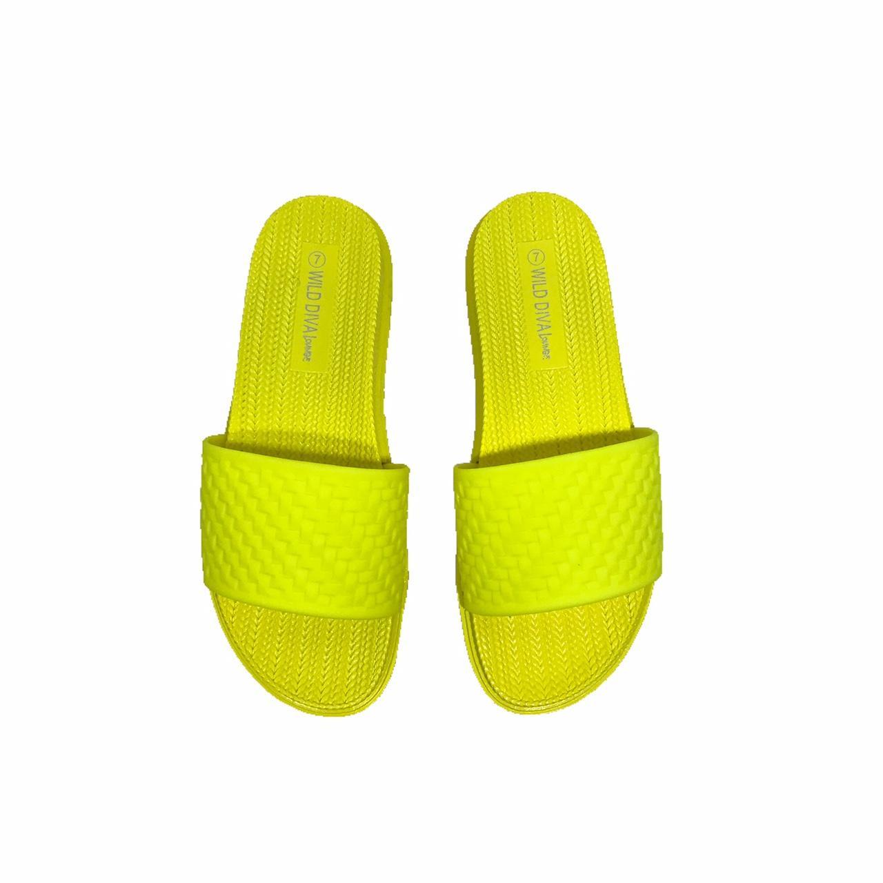Women’s Yellowish Lime slippers. Size 7. New in box.... - Depop