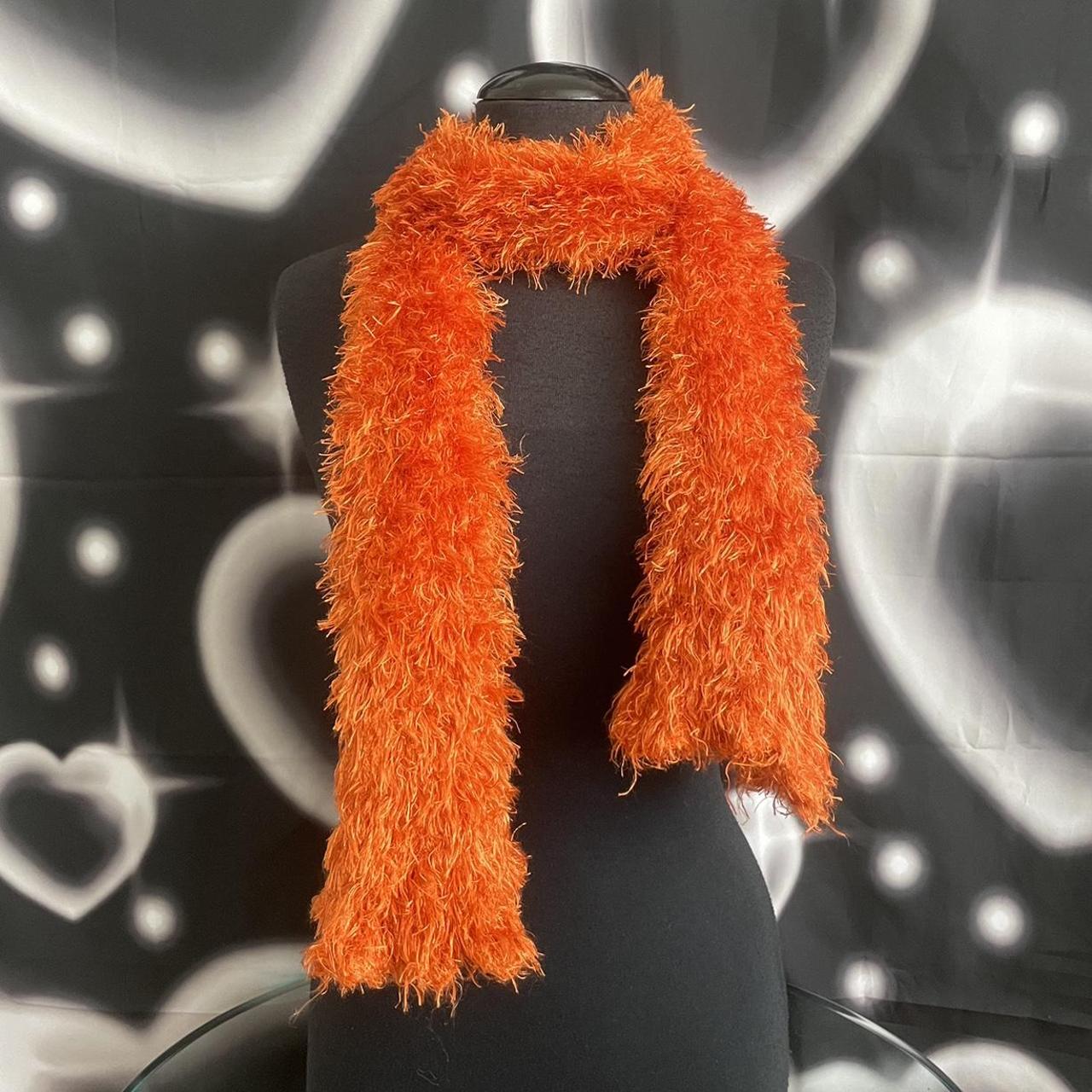 fuzzy knit y2k scarf 🍊 #y2k #fuzzyscarf - Depop