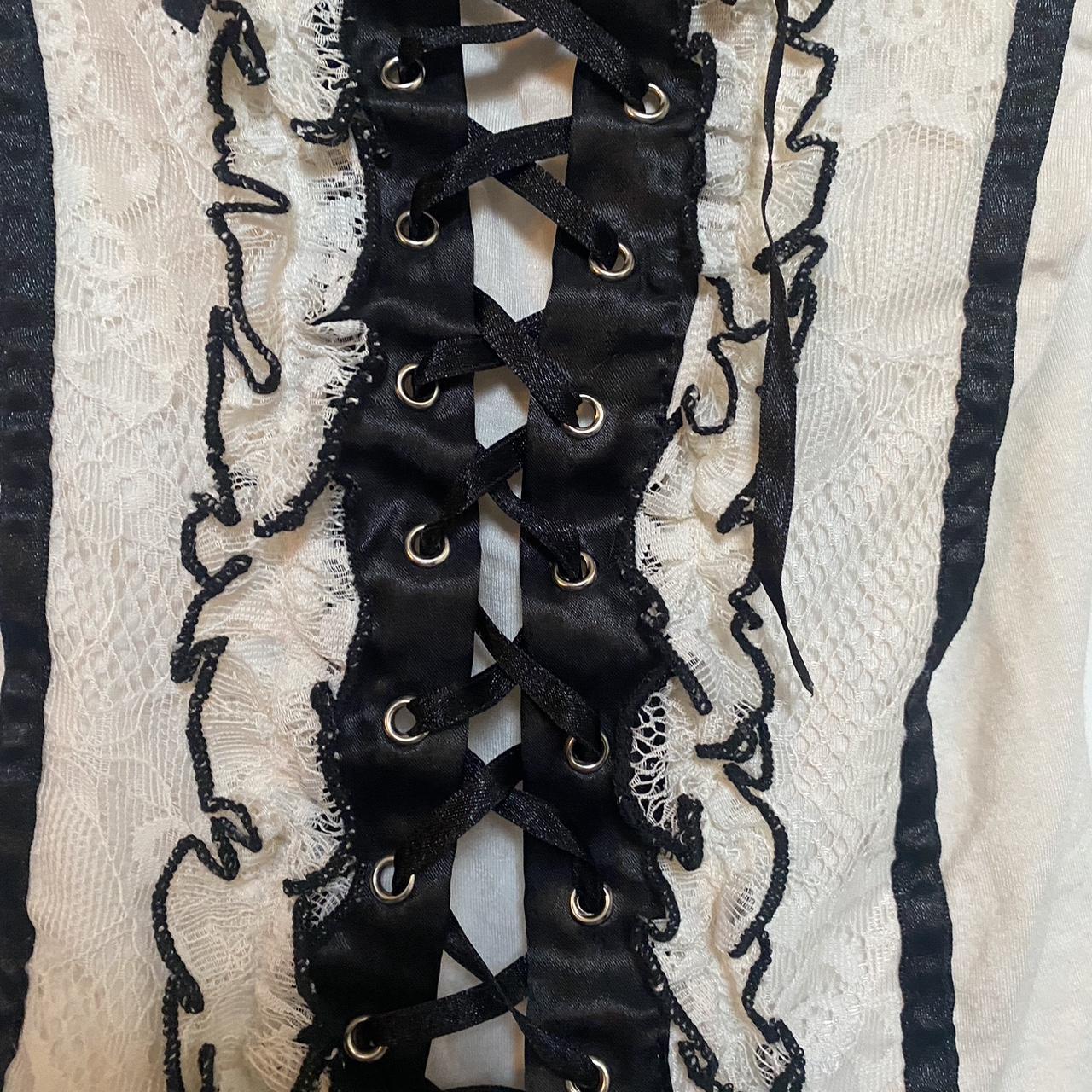 white corset cotton top. ribbon tie up, very... - Depop