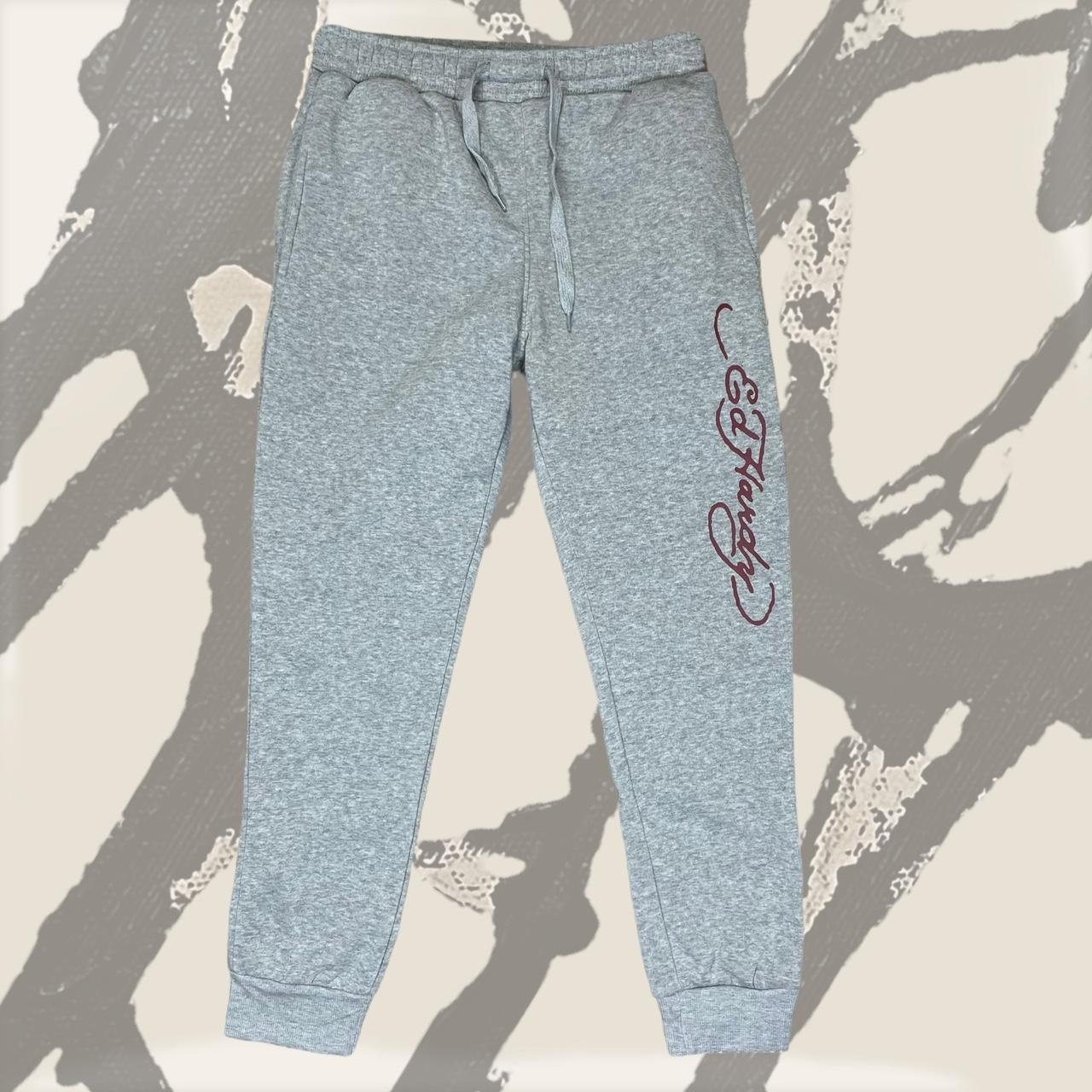 Ed hardy grey womens spell out joggers Adjustable... - Depop