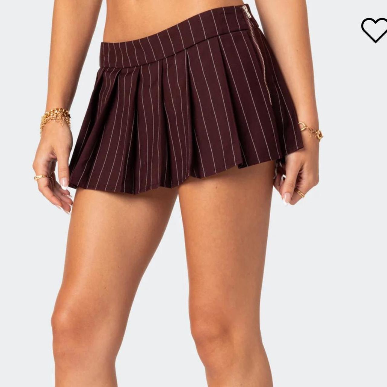 Pinstripe Low Rise Pleated Micro Skort ediked - Depop