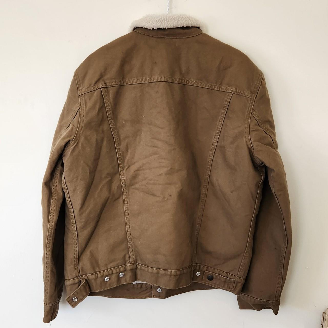 Levi's Tan Sherpa Lined Button Up Trucker Jacket.... - Depop