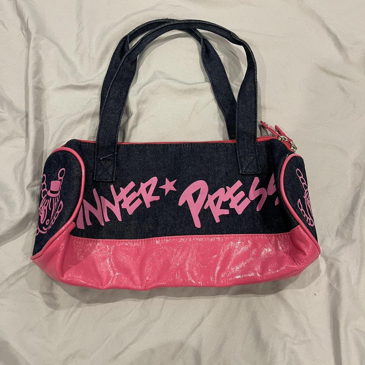 Pink and black Y2K-inspired shoulder bag #y2kfashion... - Depop