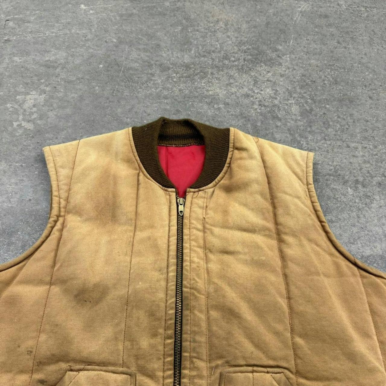 VINTAGE 70s FADED BROWN TALON ZIPPER VEST -OPEN TO... - Depop