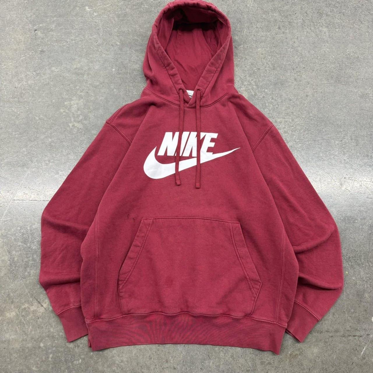 Y2K NIKE RED ESSENTIAL LOGO HOODIE -OPEN TO... - Depop