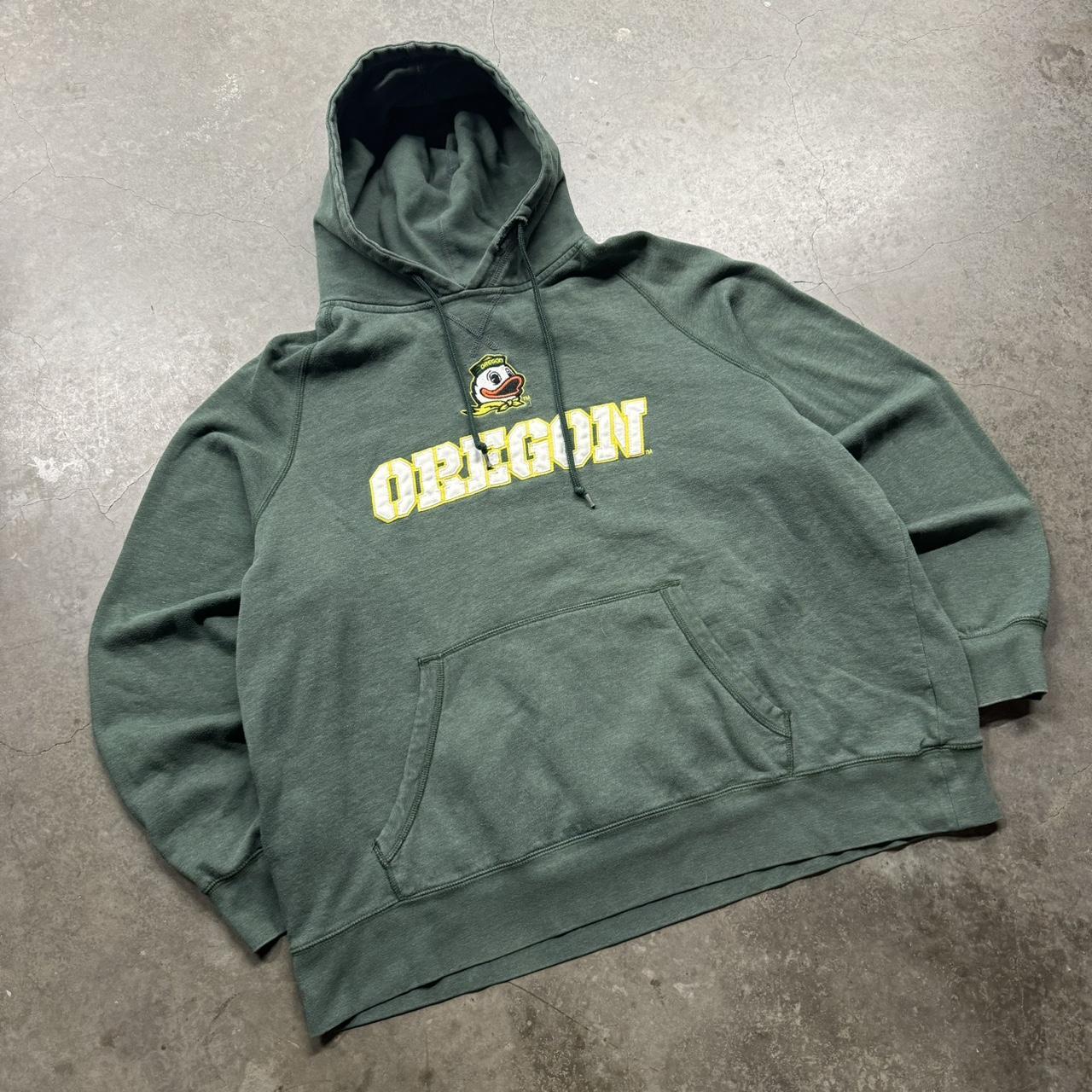 Y2K/2000s OREGON GREEN HOODIE -MEASUREMENTS ARE... - Depop