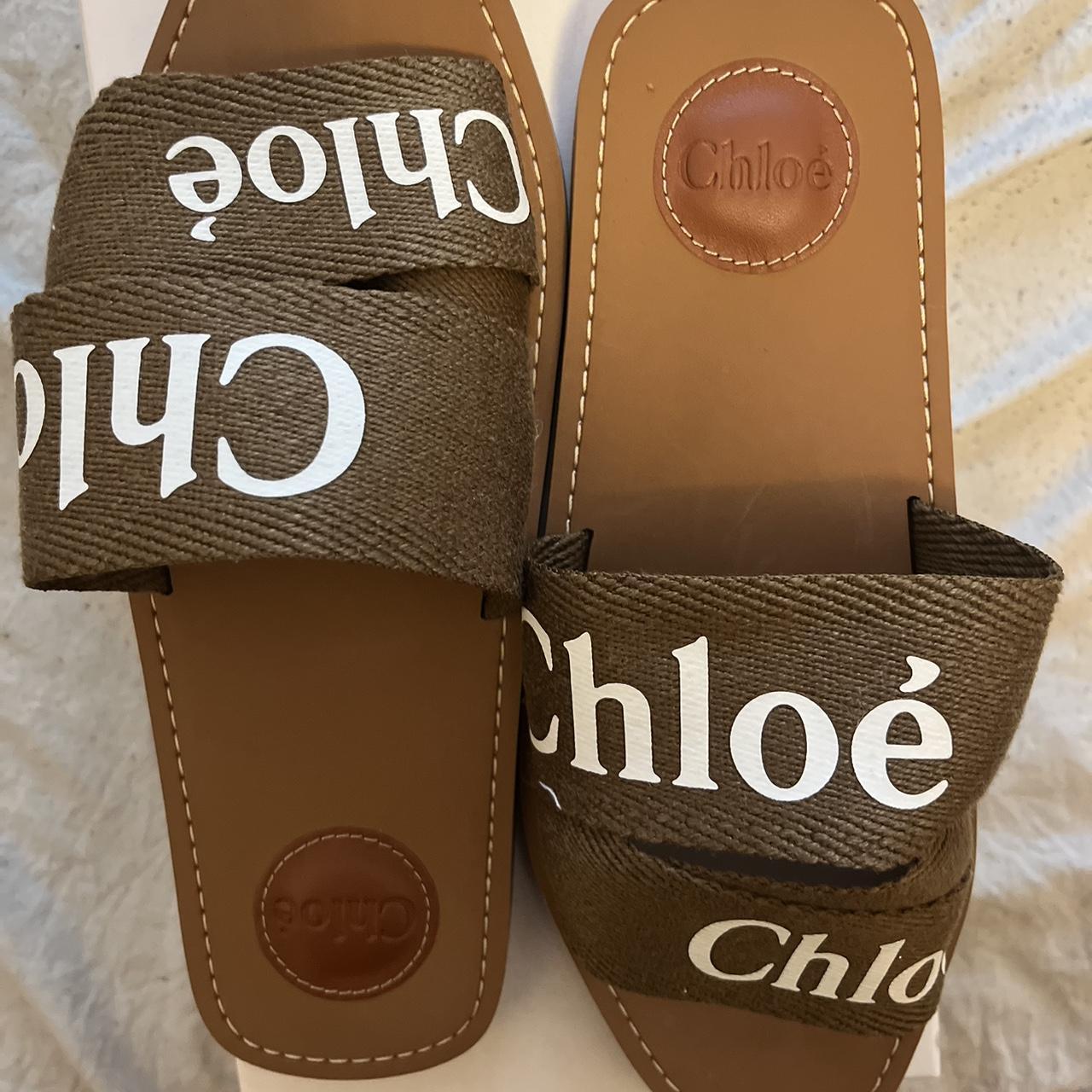 Chloe Sandals Brown Woody Slides Never Worn Size 38 - Depop