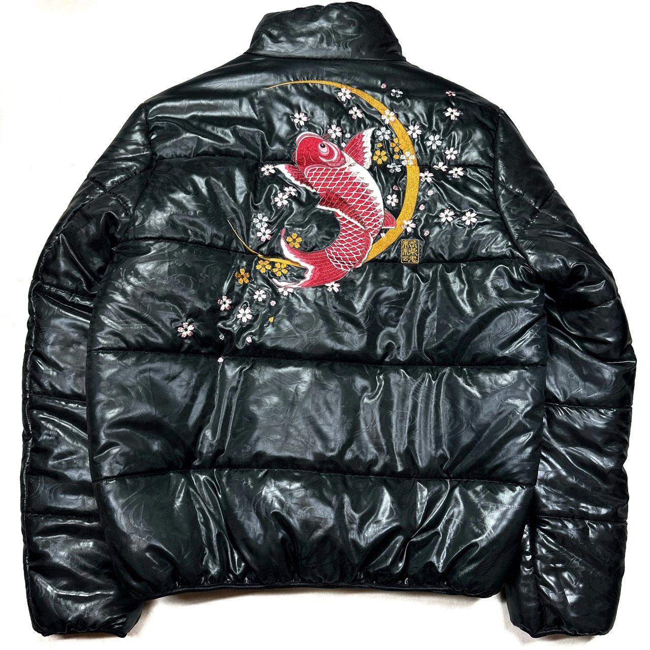 Authentic Karakuri Tamashi Embroidered Puffer Jacket... | Depop