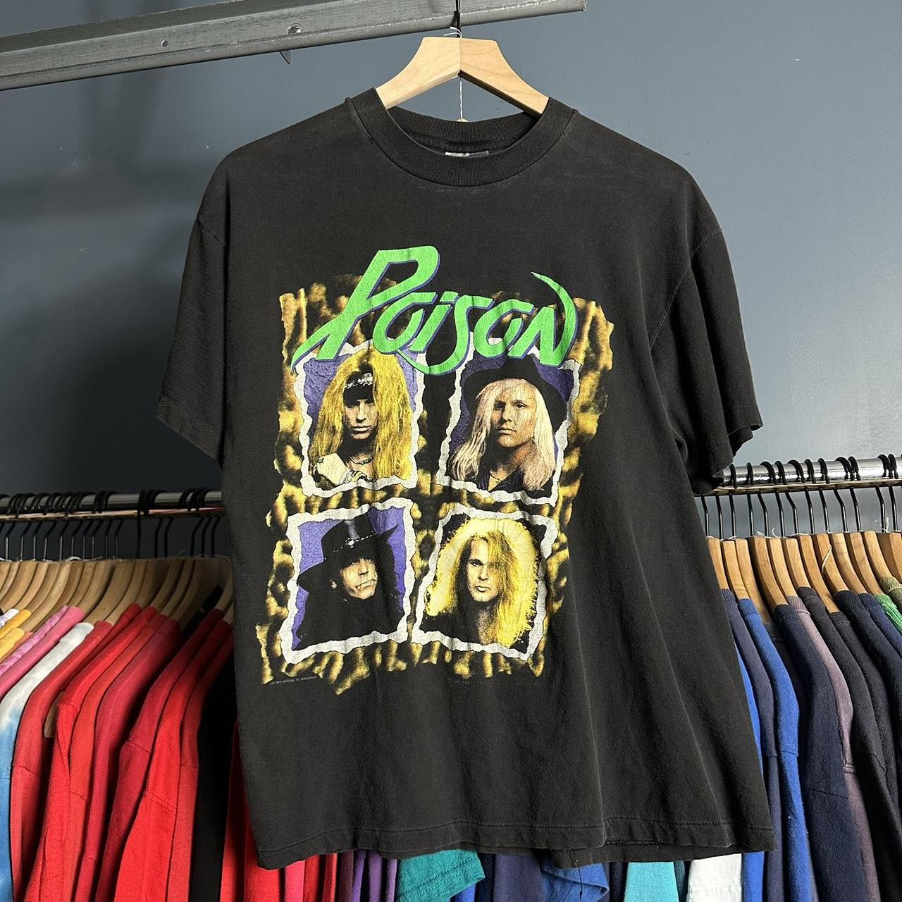 Vintage 90s Poison World Tour Single Stitch Band T... - Depop