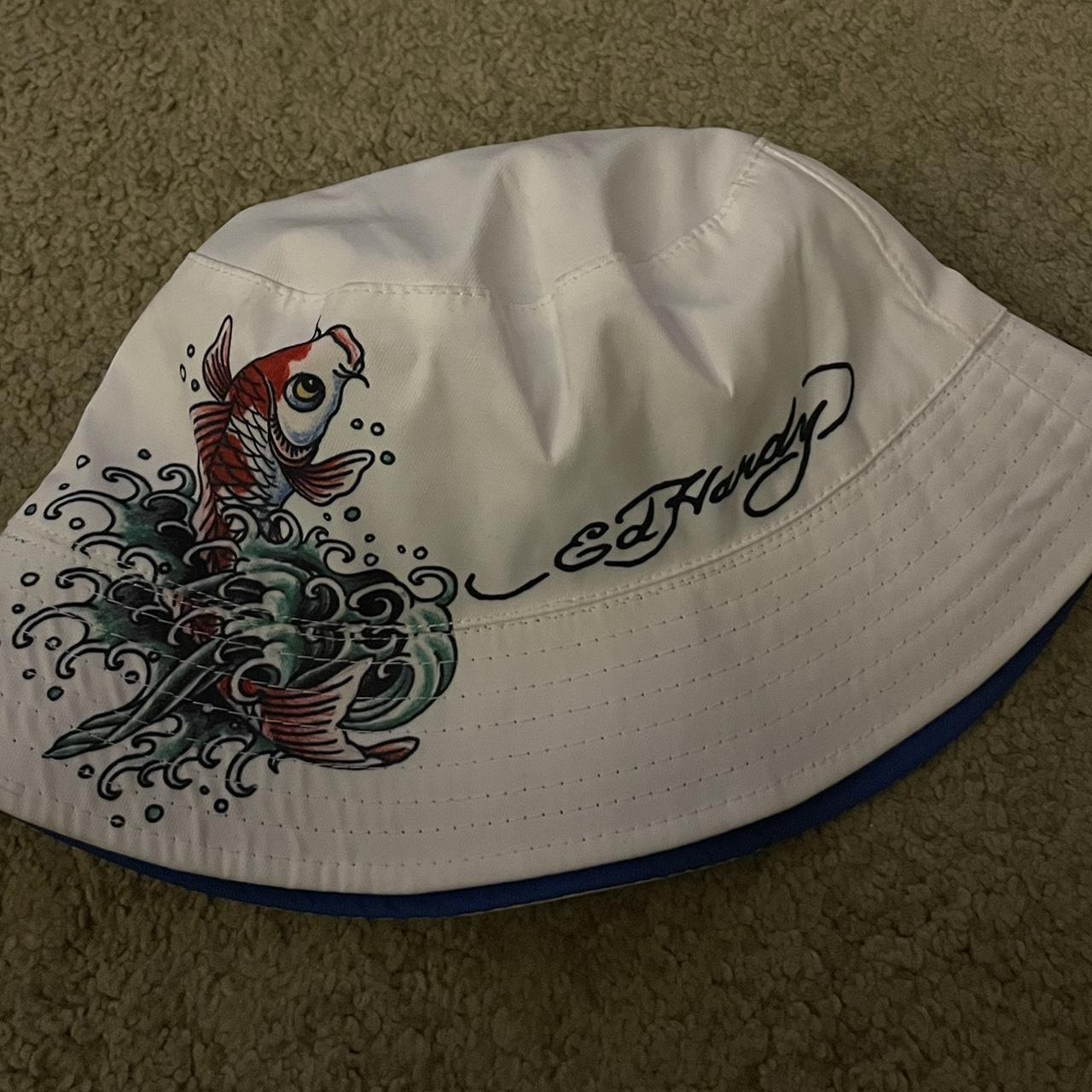 Ed hardy reversible koi fish bucket hat Never... - Depop