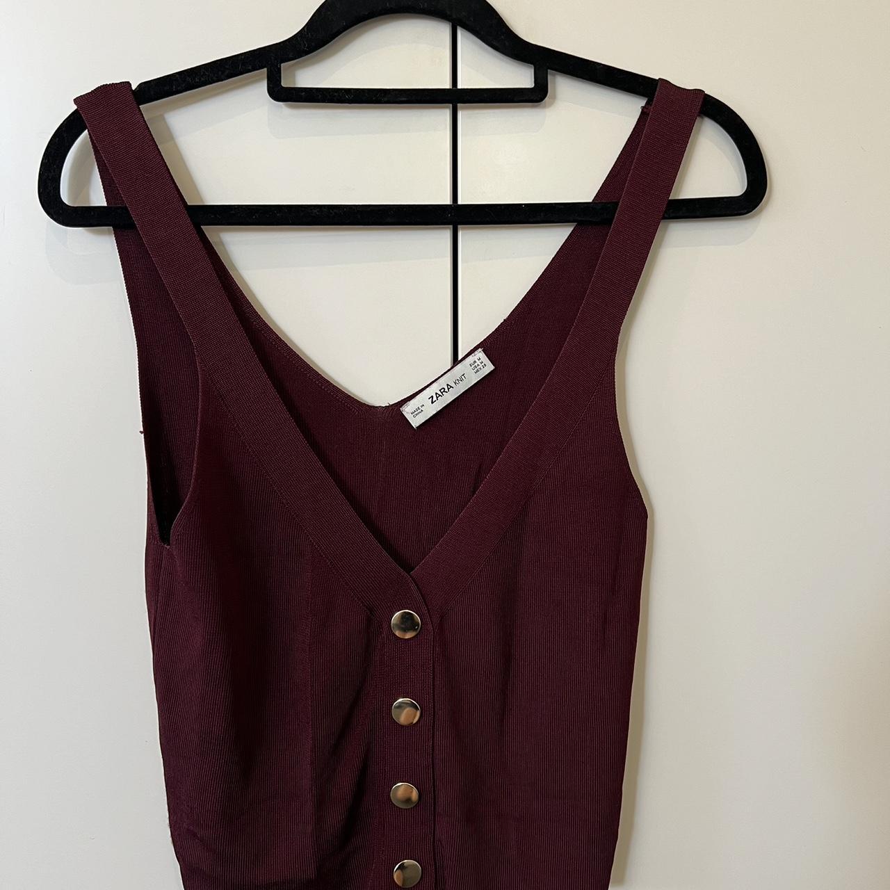 gorgeous maroon knit singlet with gold button... - Depop