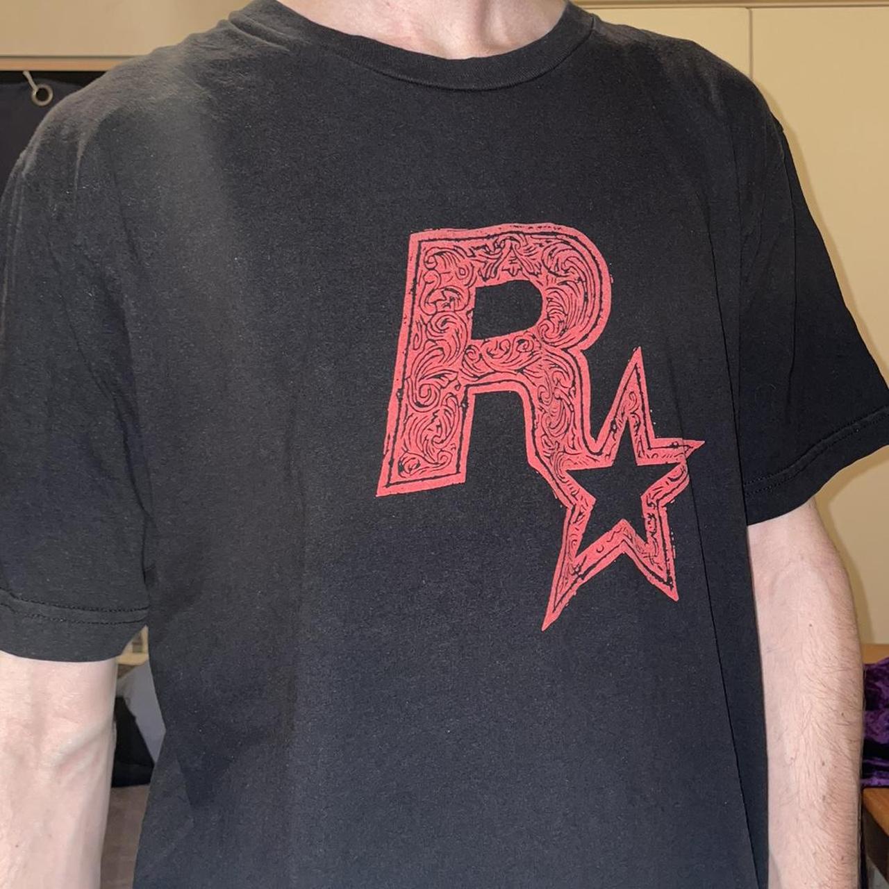 ROCKSTAR TEE / L / 8/10 black/red perfect fit,... - Depop