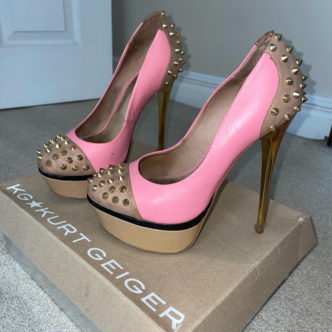 Kurt Geiger Heels Pink And Nude Real Leather Metal Depop