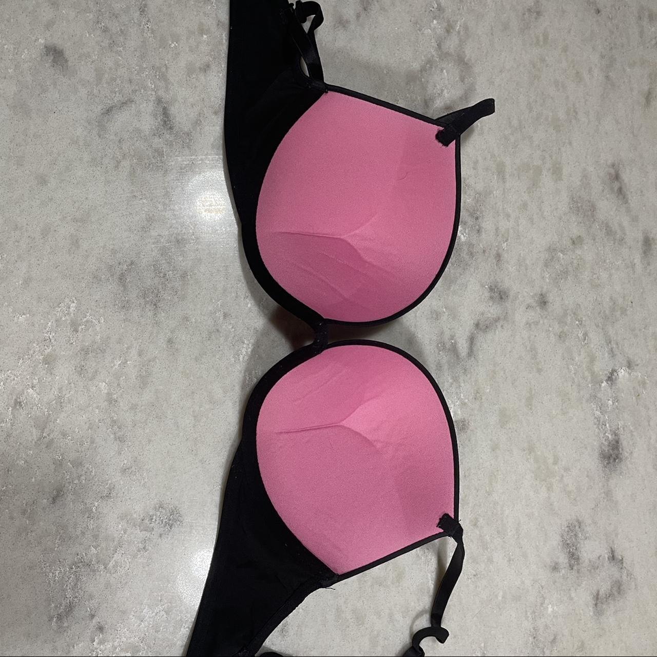 black 32D VS Pink bombshell bra #black #pushup... - Depop