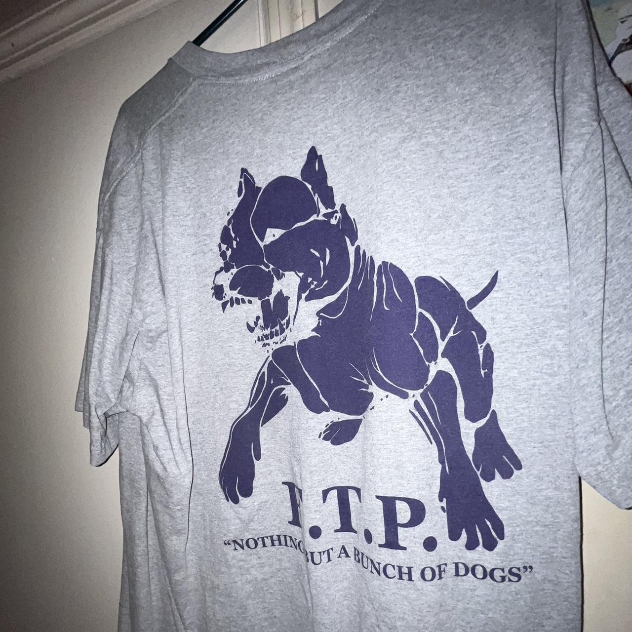 FTP Men's Grey and Blue T-shirt | Depop