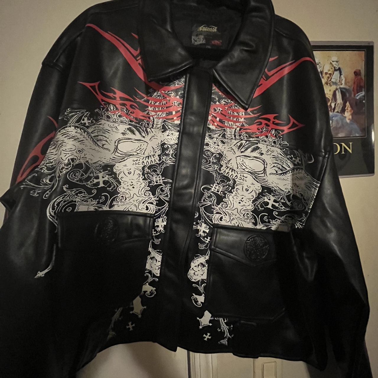 Eternal artwear leather jacket only worn twice - Depop
