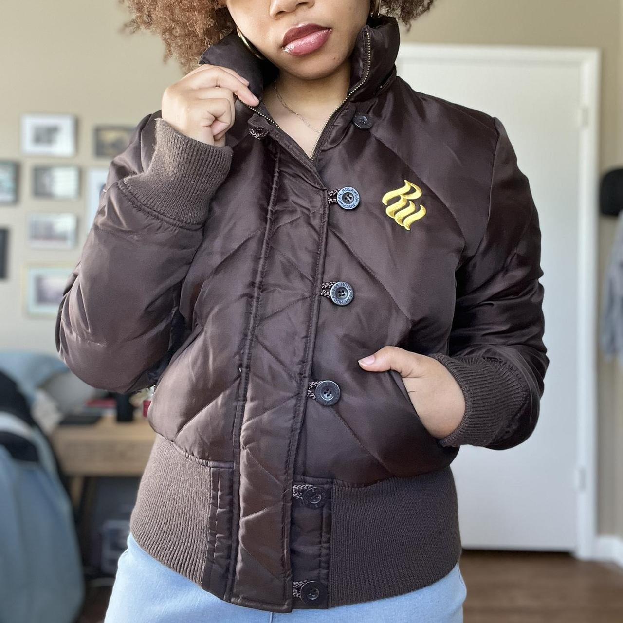 Rocawear Women's Brown and Yellow Jacket | Depop