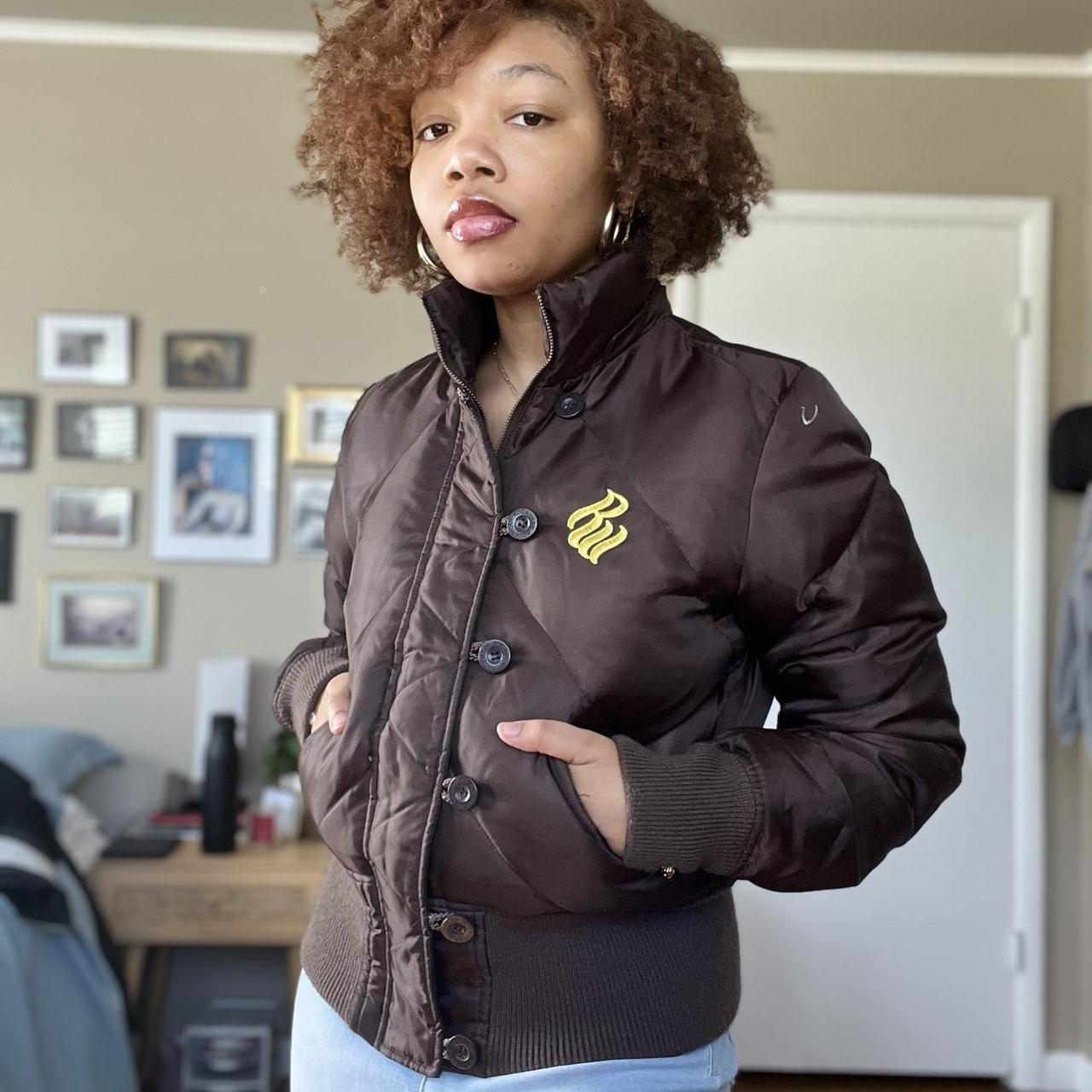 Rocawear Women's Brown and Yellow Jacket | Depop
