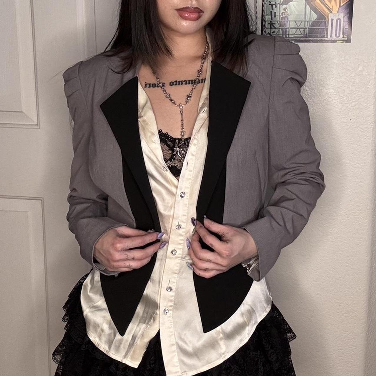 Oversized Vintage Bebe Blazer! Greyish blazer with... - Depop