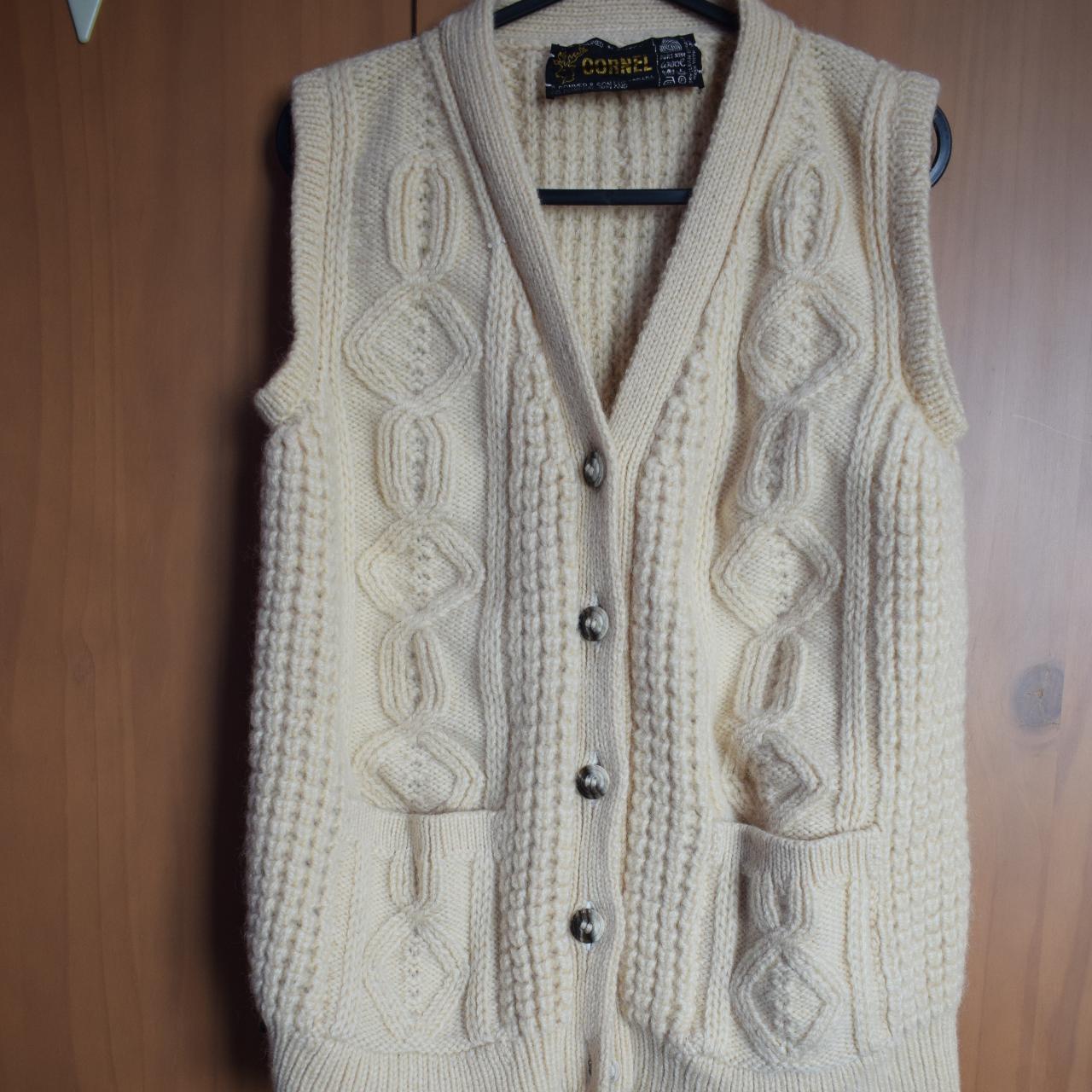 Cornel Button up Wool Vest in yellow beige Size:... - Depop