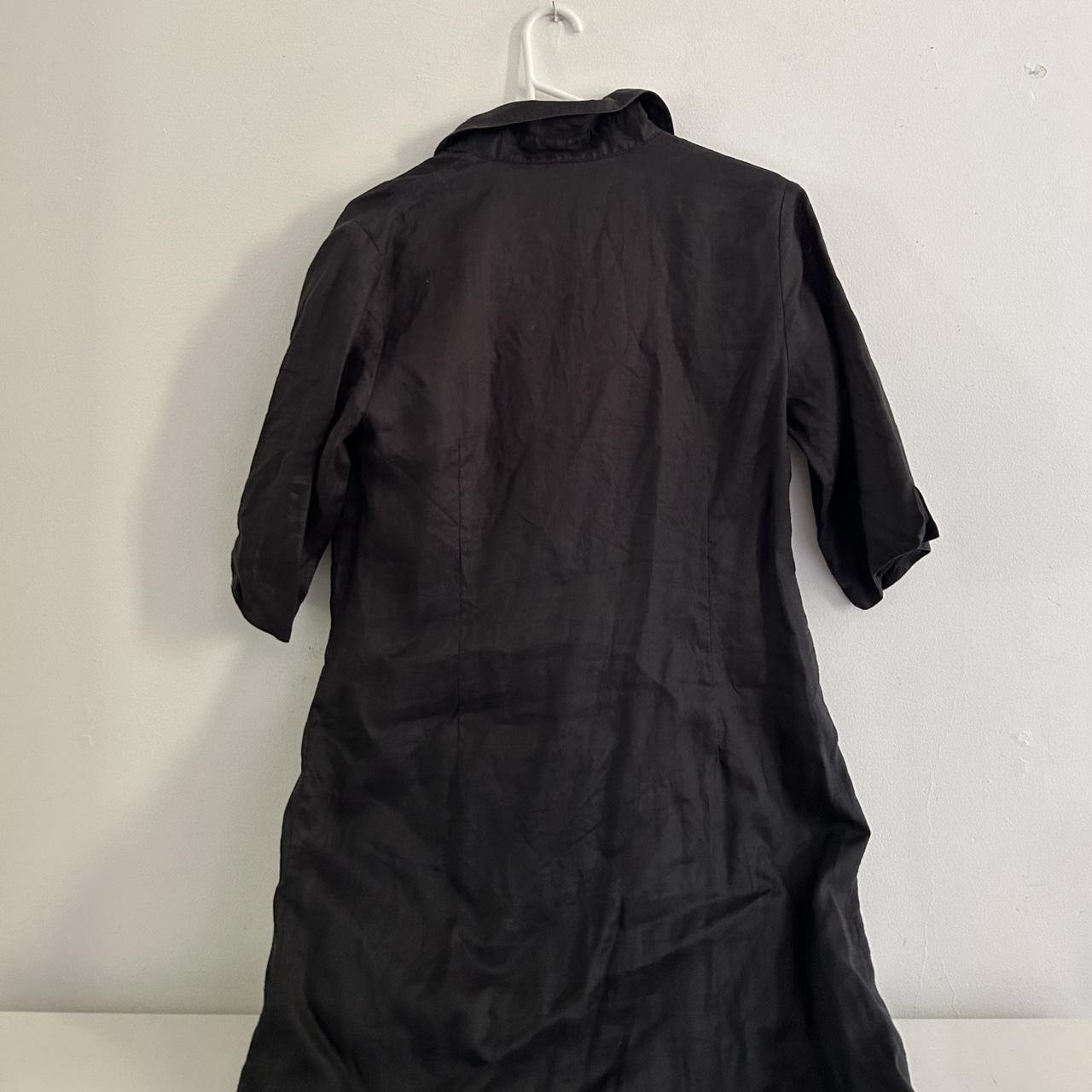 Black linen button up maxi dress with short sleeves... | Depop