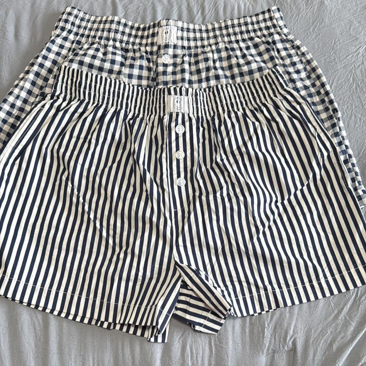 Navy and White Boxer Short Set | Depop