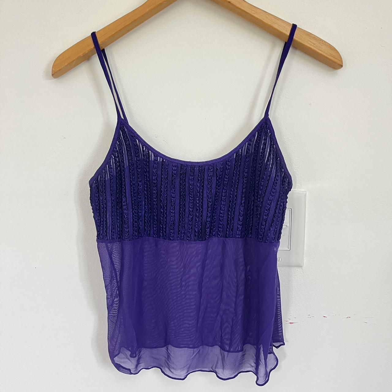 Purple mesh cami with lace detailing #lace #mesh - Depop