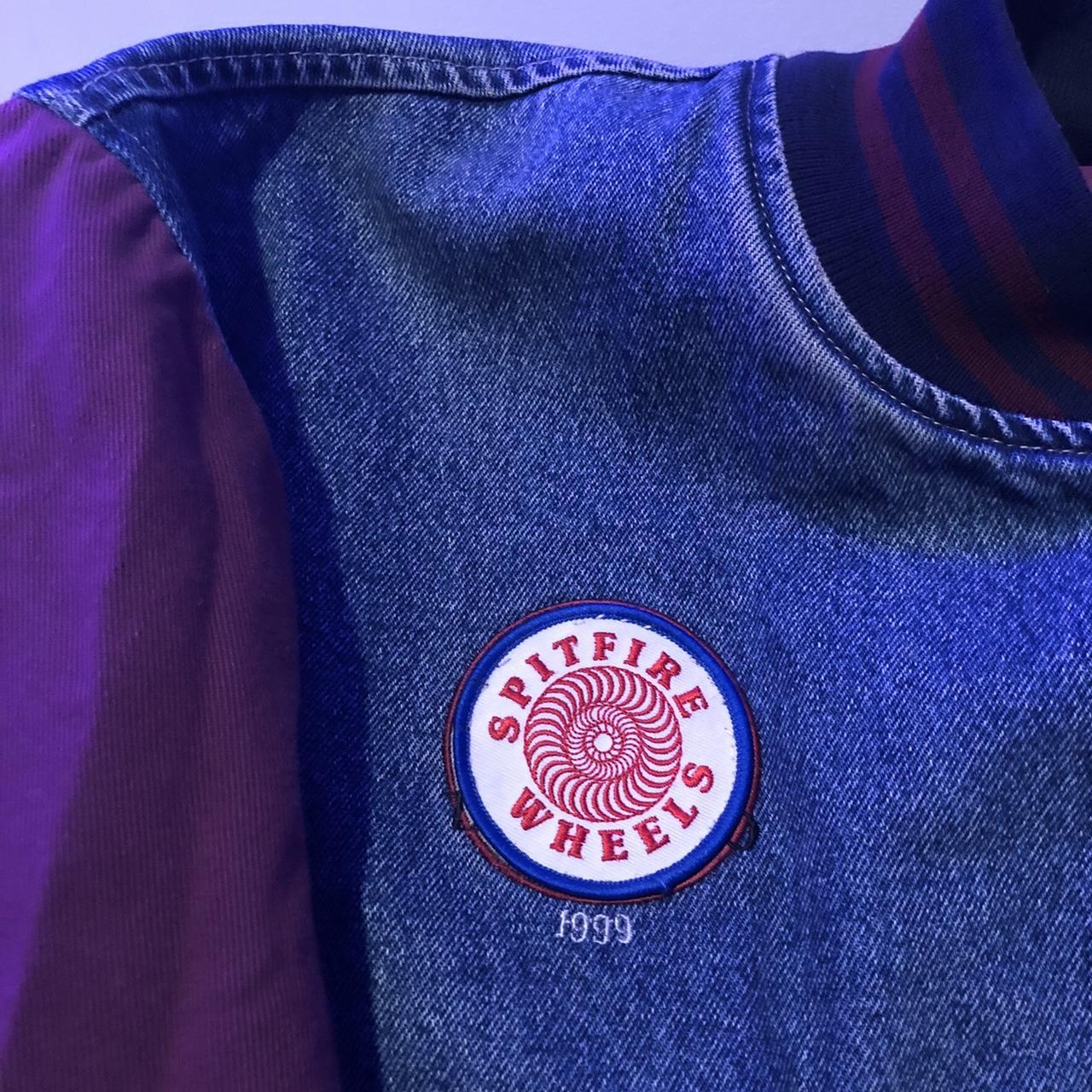 Spitfire Men's Blue and Burgundy Jacket | Depop