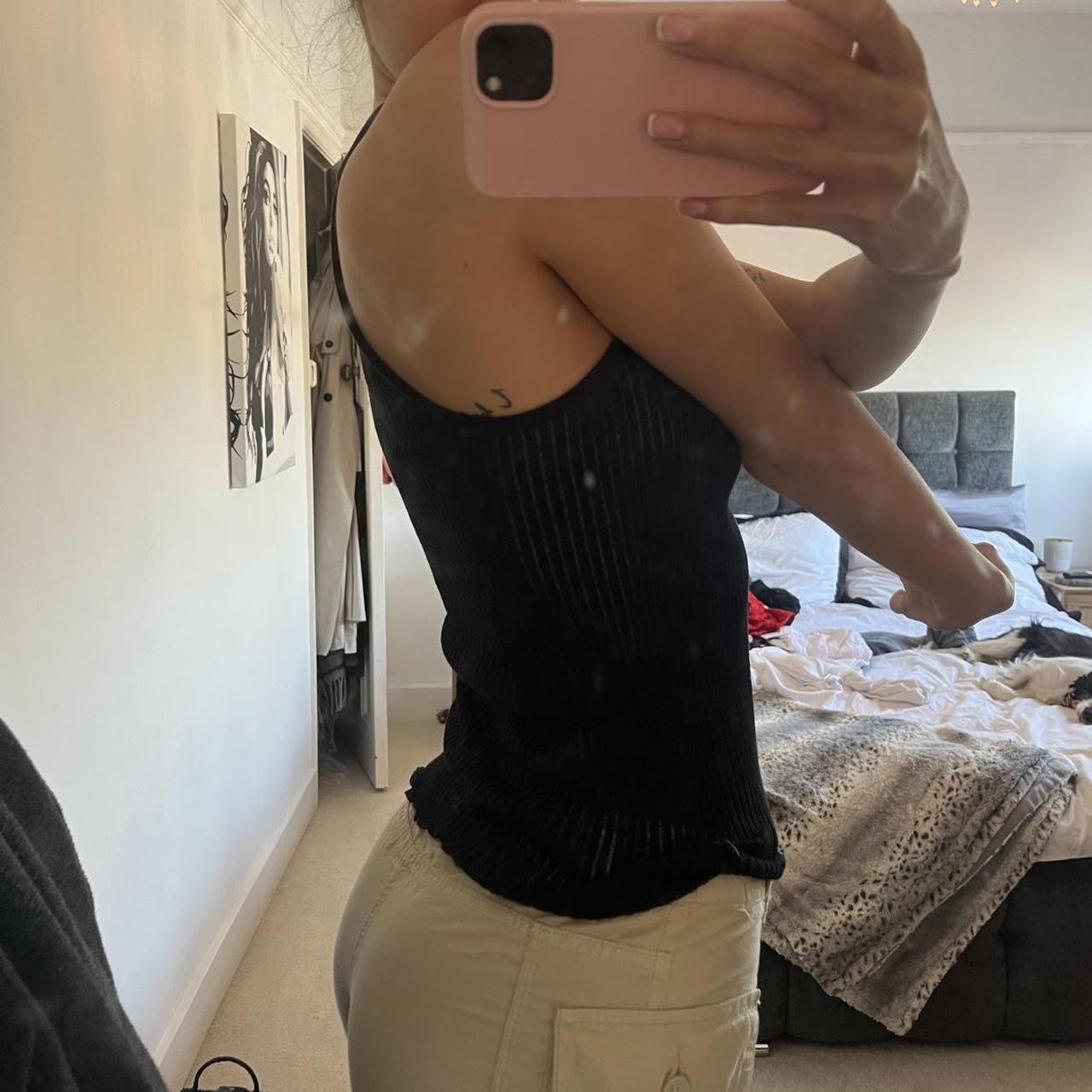 Zara sheer ribbed black racer vest top So gorgeous... | Depop