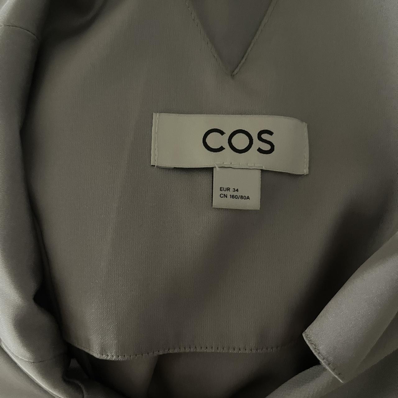 COS Panelled Mini Satin Slip Dress in Silver - Depop