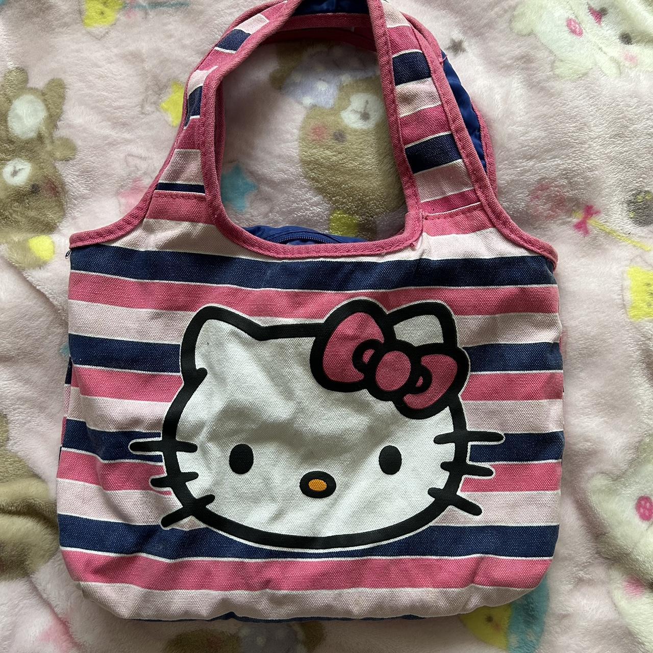 Hello kitty stripes pink bag. Flaws shown in... - Depop